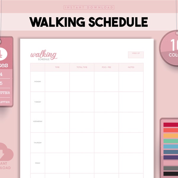 Walking Log Template - Etsy