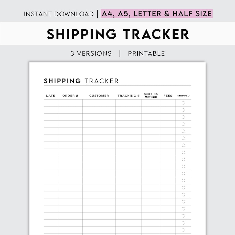 Shipping Tracker Printable | Order Management Delivery Log | Logistics ...