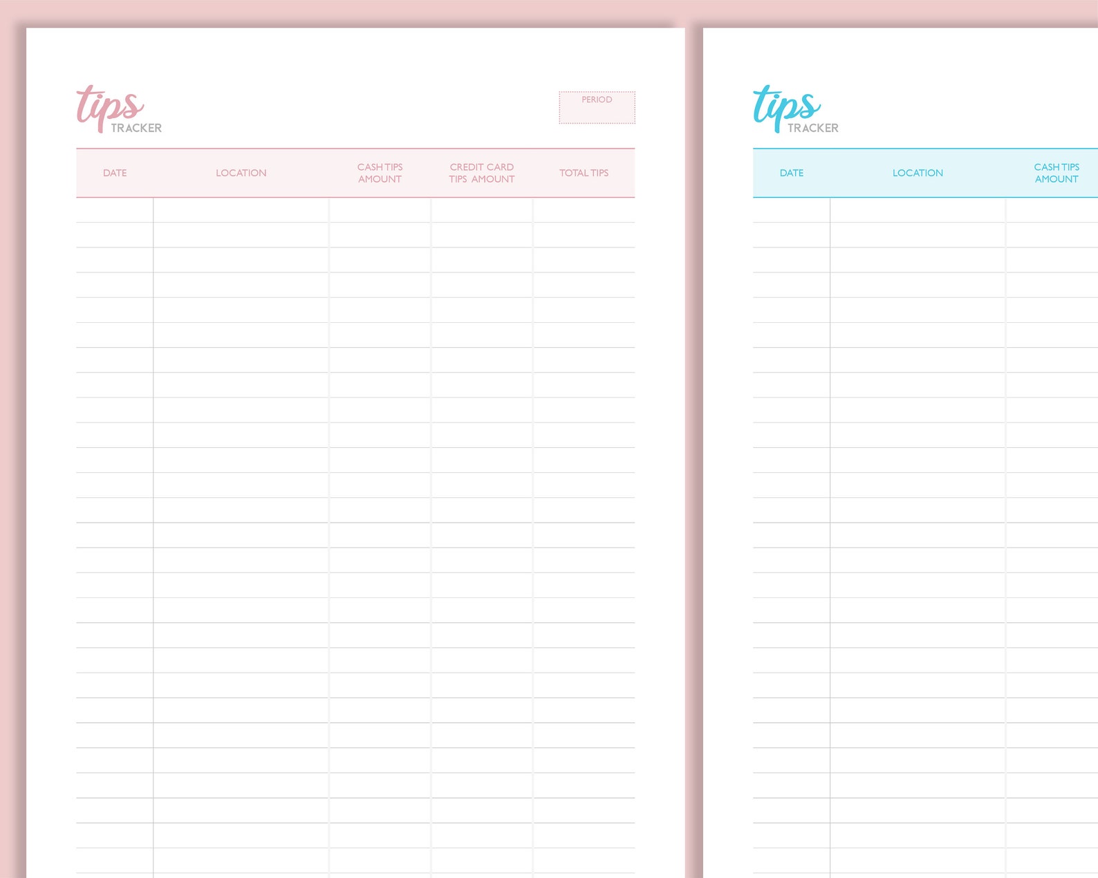 Tip Tracker, Tip Log, Waiter Tip Tracker, Waiter Shift Tracker, Shift Tracker, Shift Spreadsheet ...