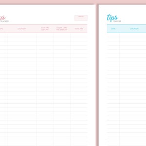 Tip Tracker, Tip Log, Waiter Tip Tracker, Waiter Shift Tracker, Shift Tracker, Shift Spreadsheet ...