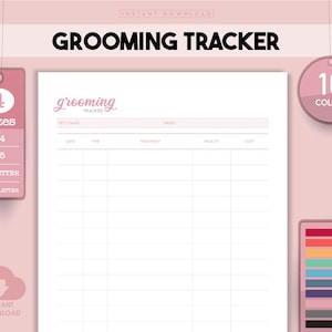 Care Schedule, Pet Health Care Log, Pet Grooming Log, Cat Grooming Log ...