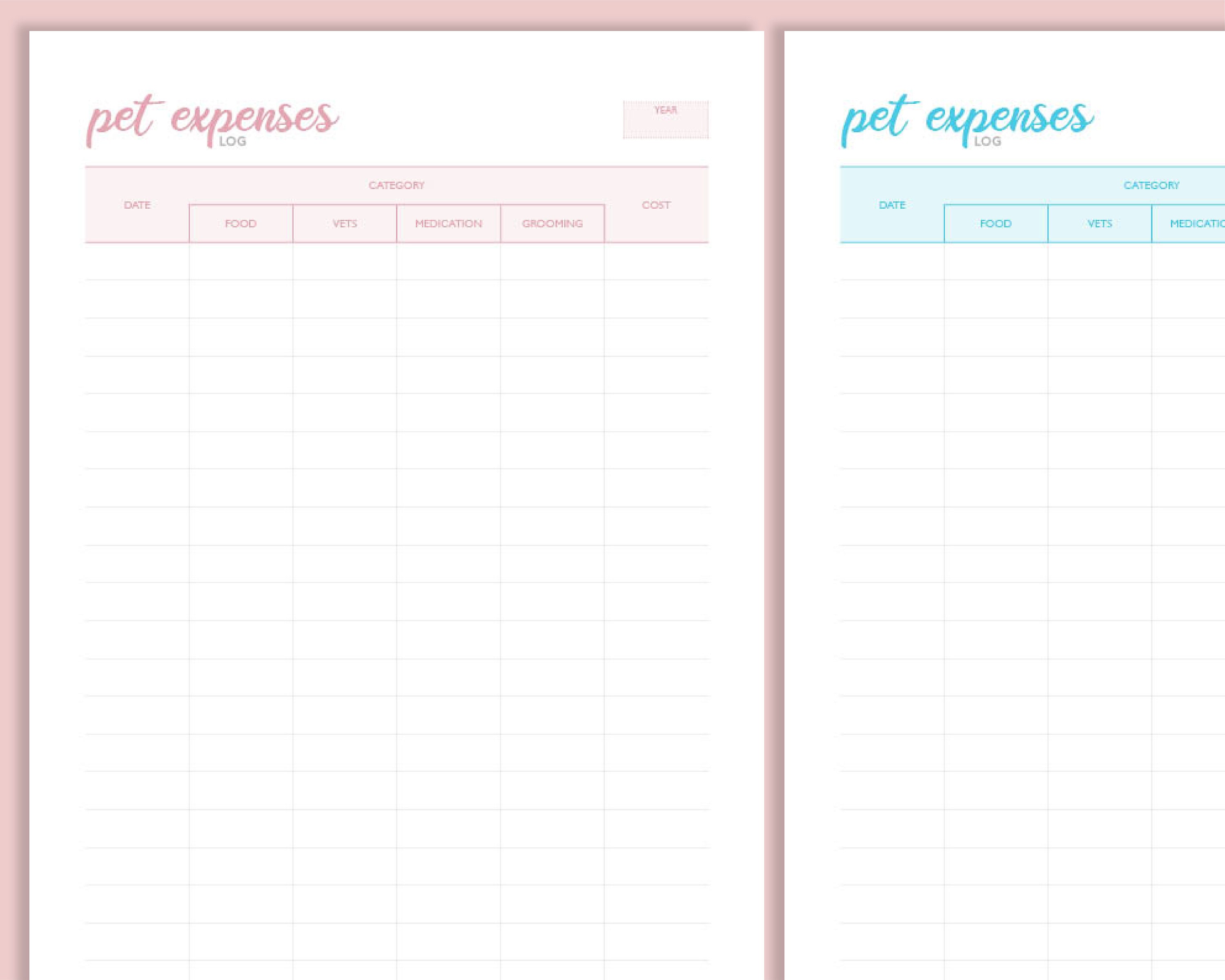 Pet Expenses Log, Puppy Budget Spreadsheet Template (digital Download ...
