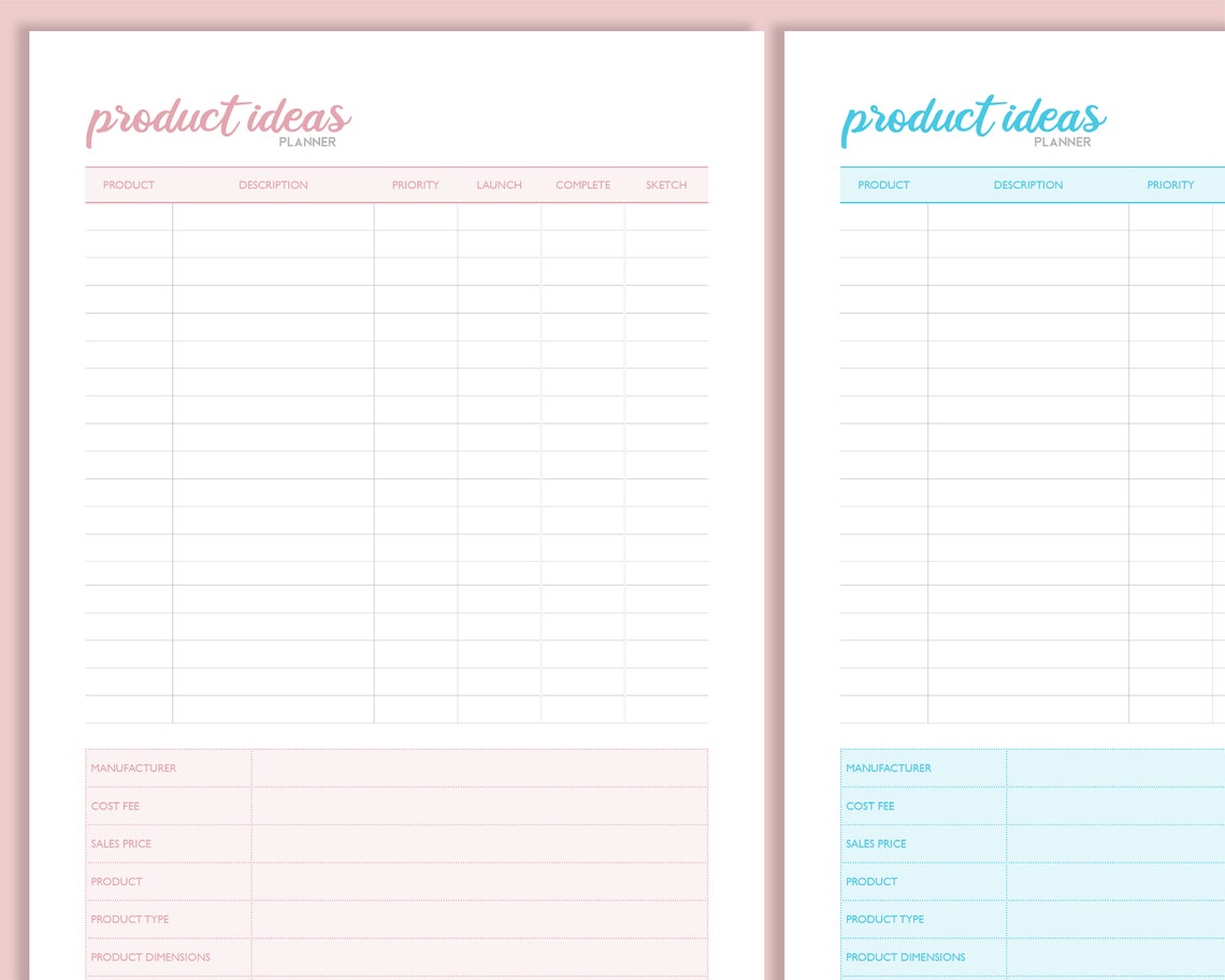 New Product Ideas Planner Printable Product Development - Etsy