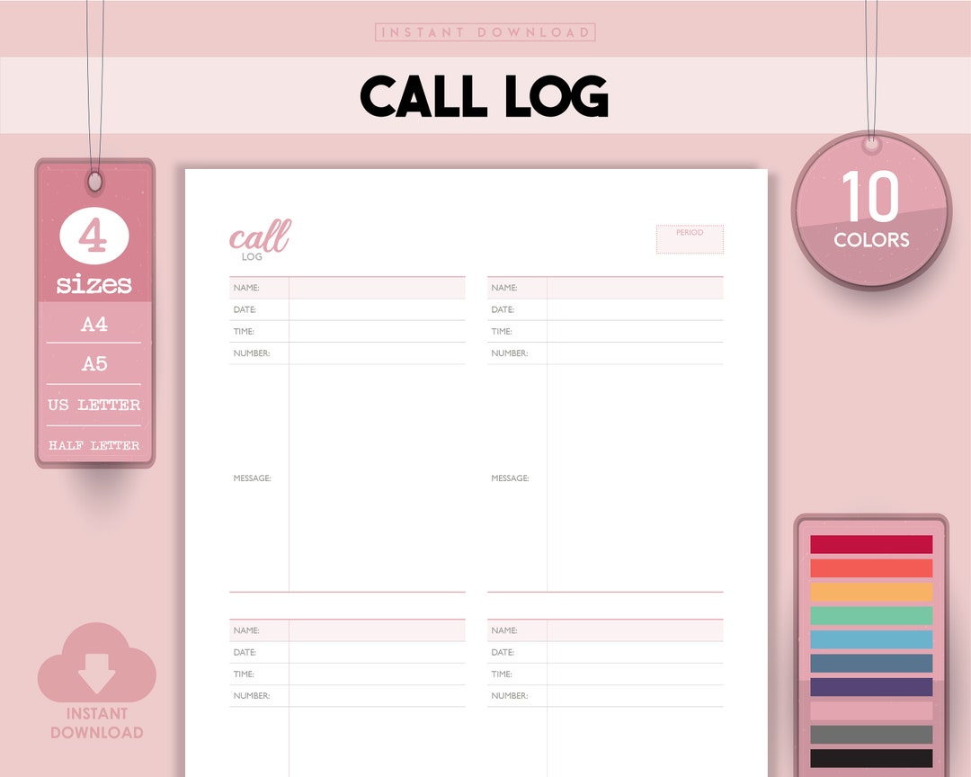 Call Message Log, Telephone Template, Phone Call Notes, Communication ...