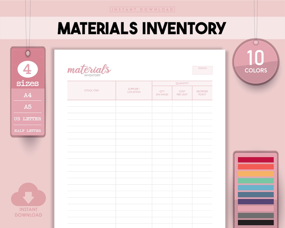 Materials Inventory, Inventory Tracker, Inventory Template, Google ...