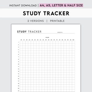 Printable Study Tracker | Study Log & Plan | Exam Prep Study Hour | Track Your Study - Etsy