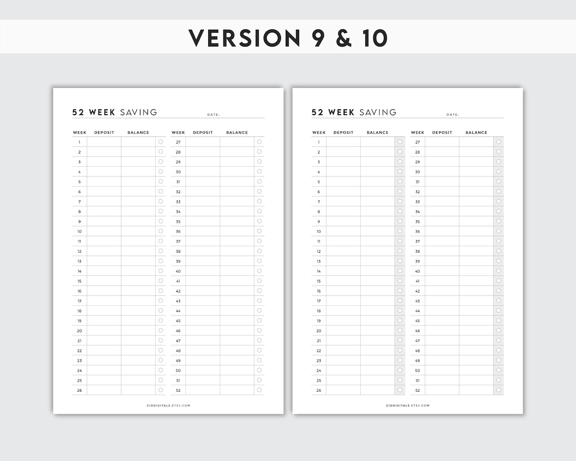 52 Week Savings Challenge Printable – Financial Goal Tracker (digital ...