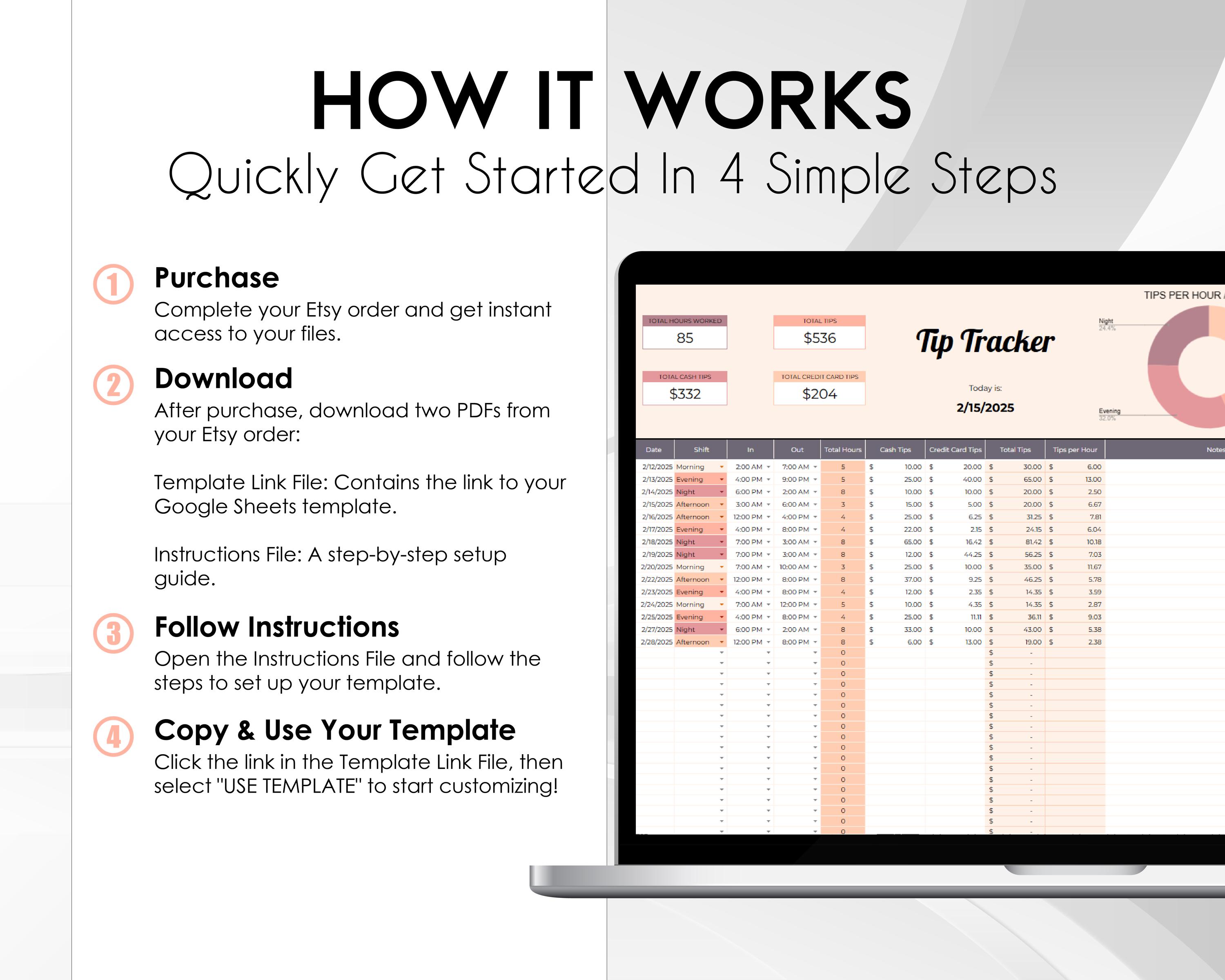 Tip Tracker | Google Sheets Template (digital Download) - Etsy