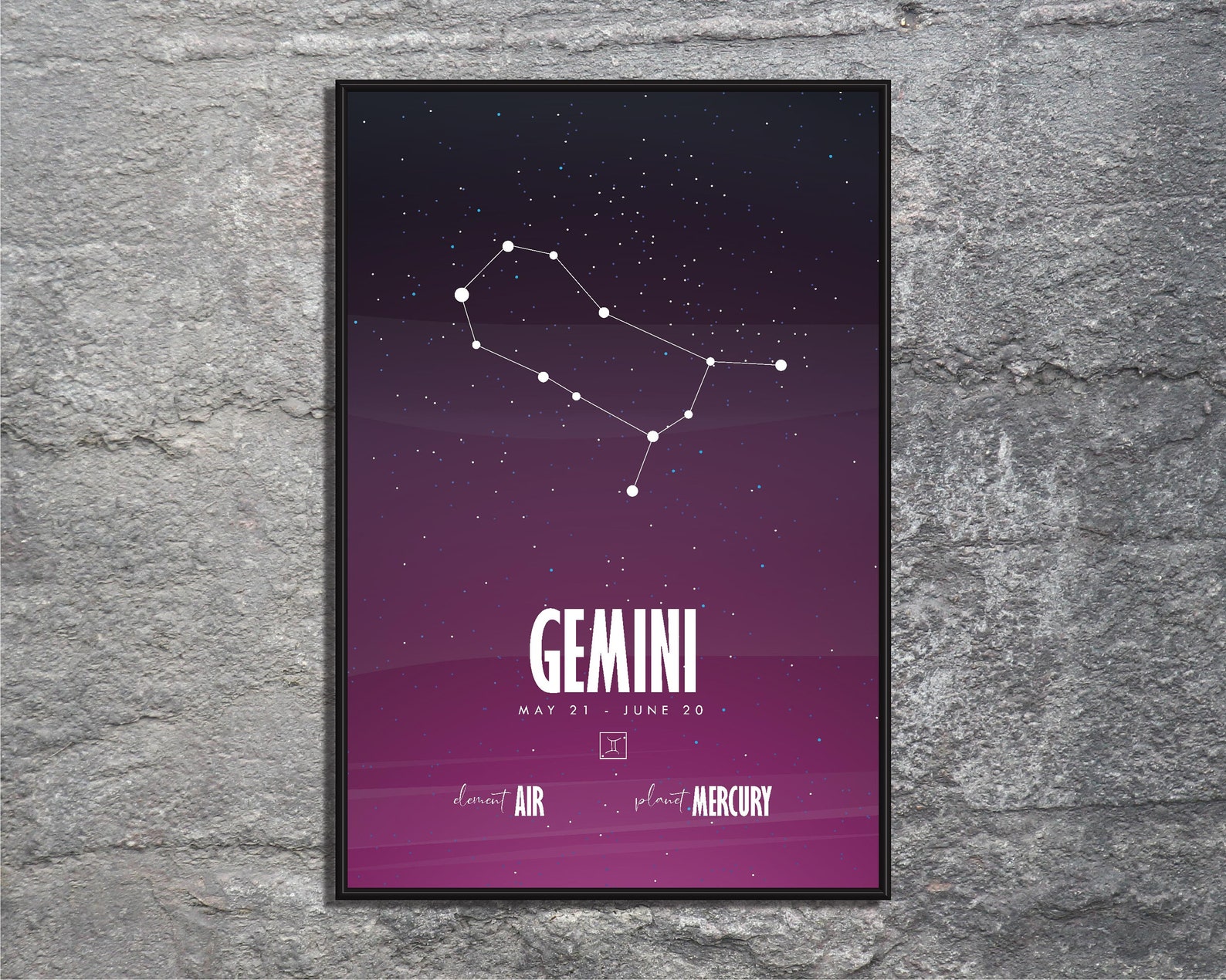 Gemini Zodiac Gemini Print Gemini Sign Gemini Wall Art - Etsy