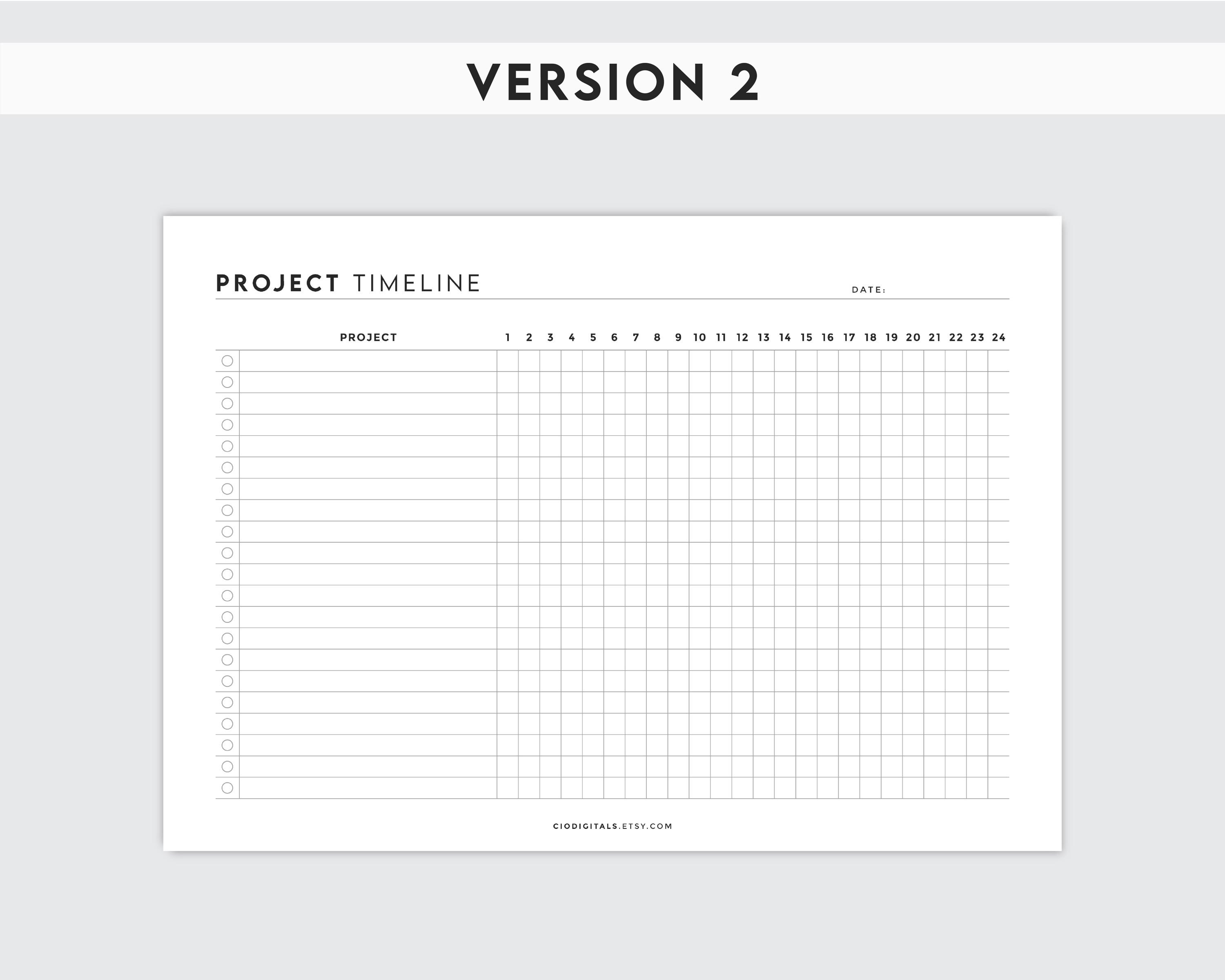 Project Timeline Tracker Printable Task Scheduler Workflow Organizer ...