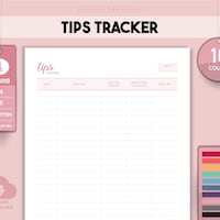 Tips Tracker Printable, Gratuity Log, Financial Planner, Waiter ...