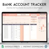 Bank Accounts Tracker Printable Template, Bank Account List, Bank ...
