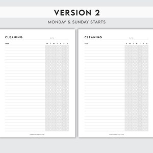 Weekly Clean Tracker Printable | 4 Versions Home Task Organizer ...