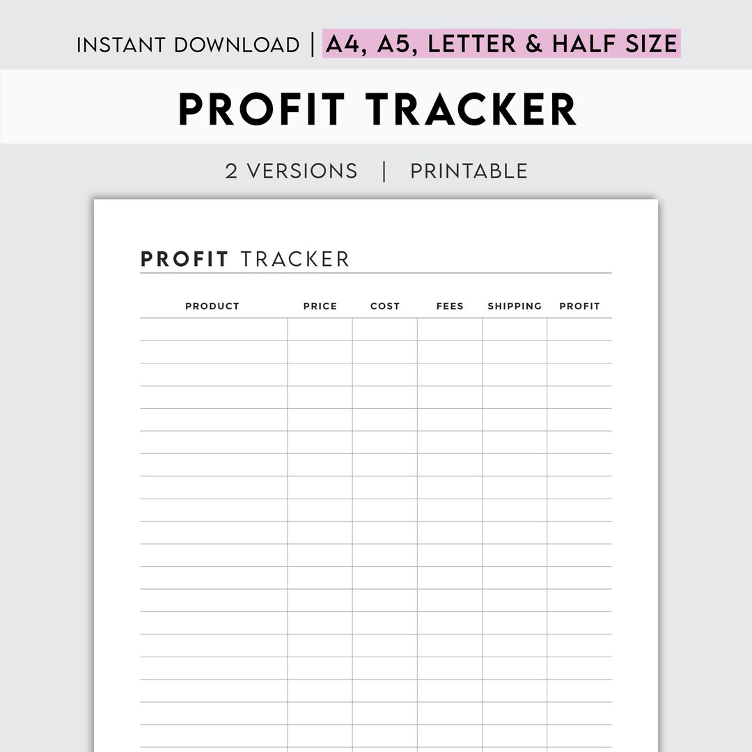 Profit Tracker Printable | Business Finance Organizer | Expense ...