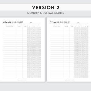 Vitamin Checklist | Printable Supplement Tracker & Health Planner for ...
