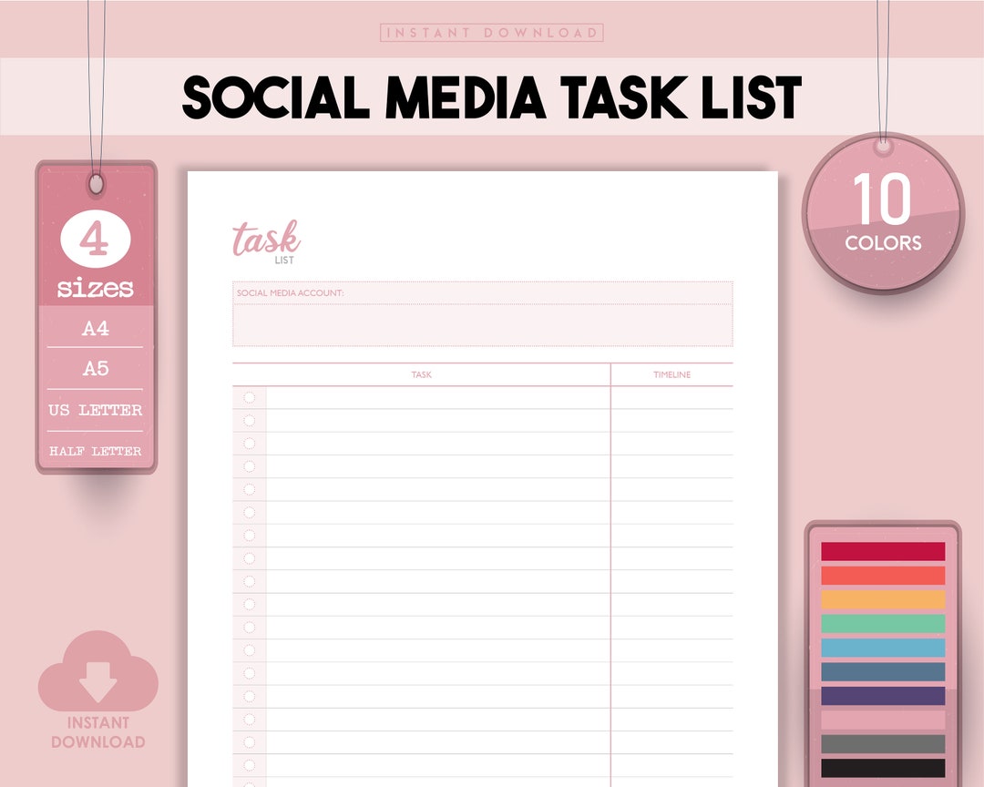Task List, Task Tracker, Printable Planner, Instant Download, Life ...