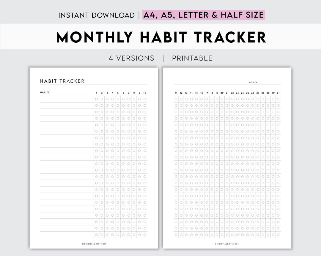 Printable Monthly Habit Tracker | Routine Planner (digital Download) - Etsy