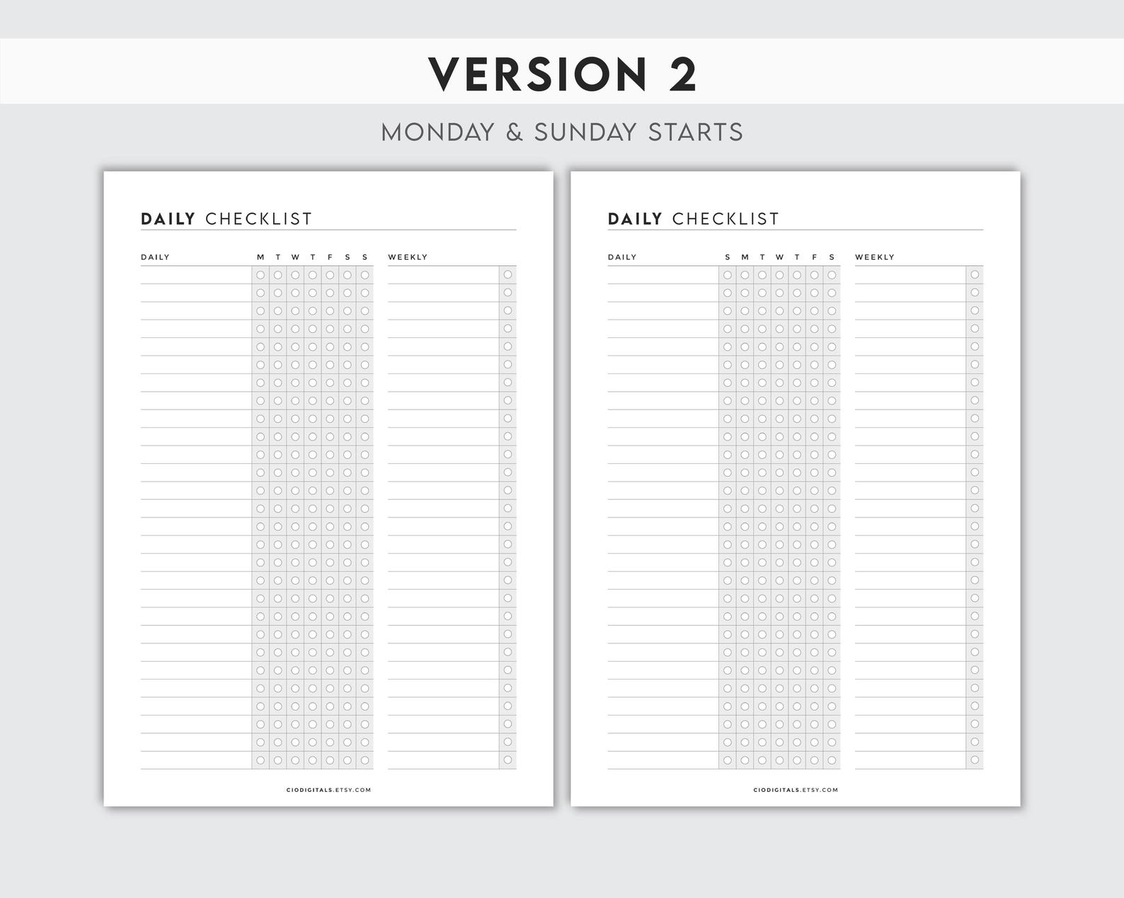 Printable Daily Checklist: Productivity Planner (A4, A5, Letter ...