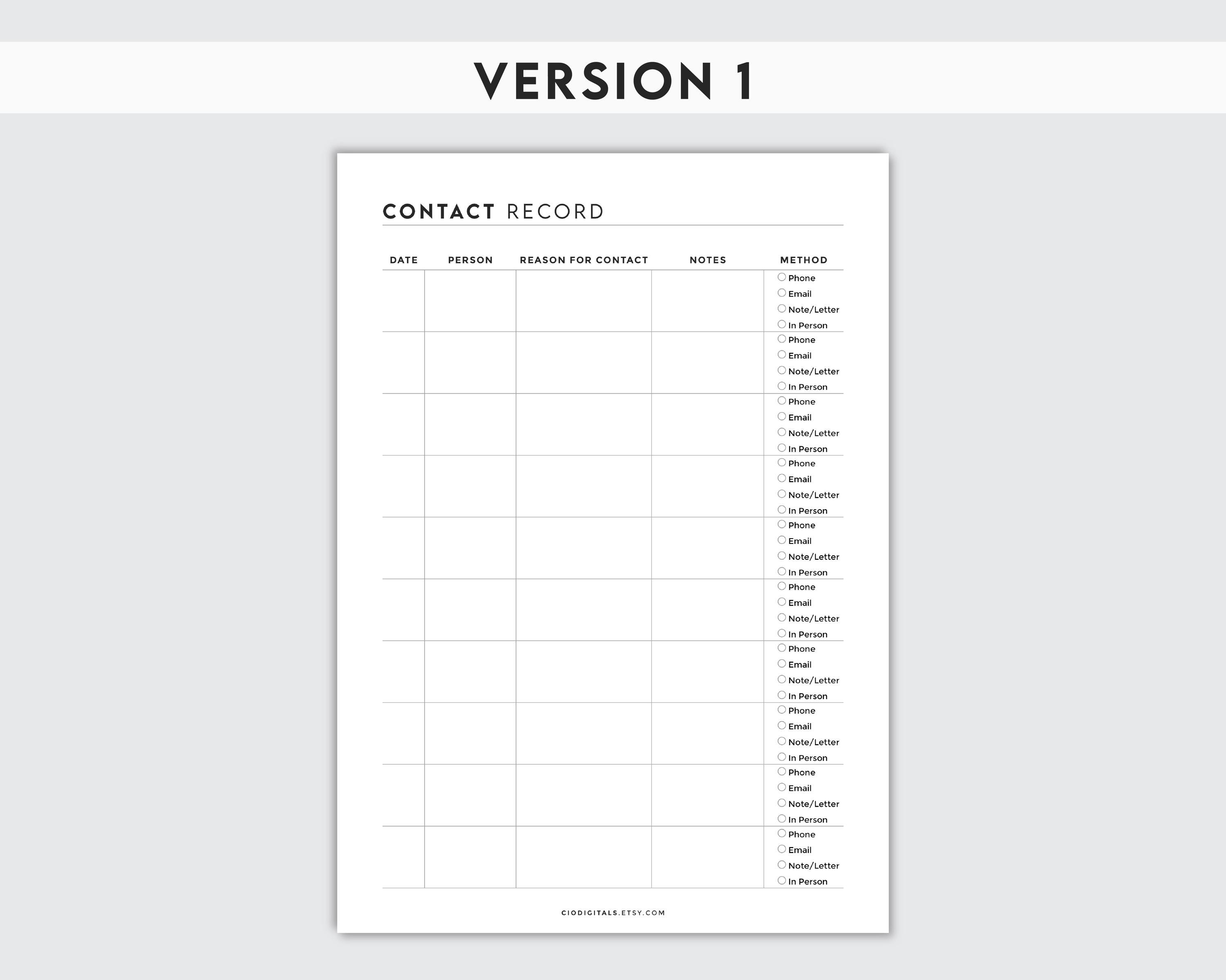 Contact Tracker Communication Log Interaction Record Client History ...