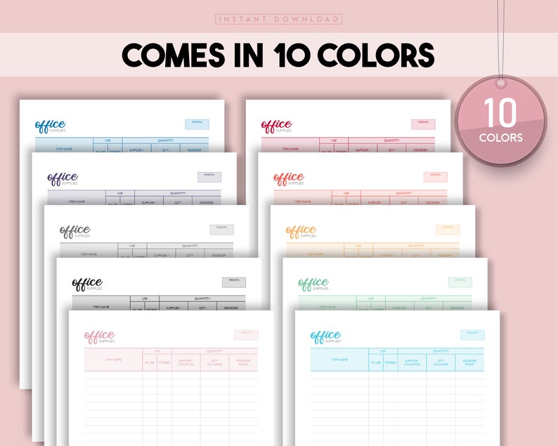 Office Supply Log, Office Supplies, Inventory Tracker, Product ...