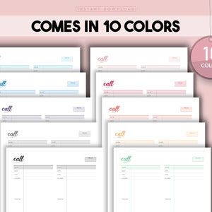 Call Message Log, Telephone Template, Phone Call Notes, Communication ...