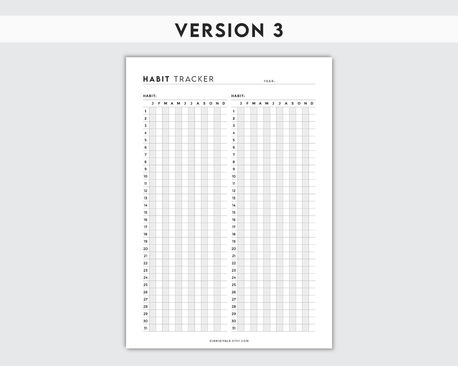 Yearly Habit Tracker Printable | Goal Progress & Productivity Planner ...