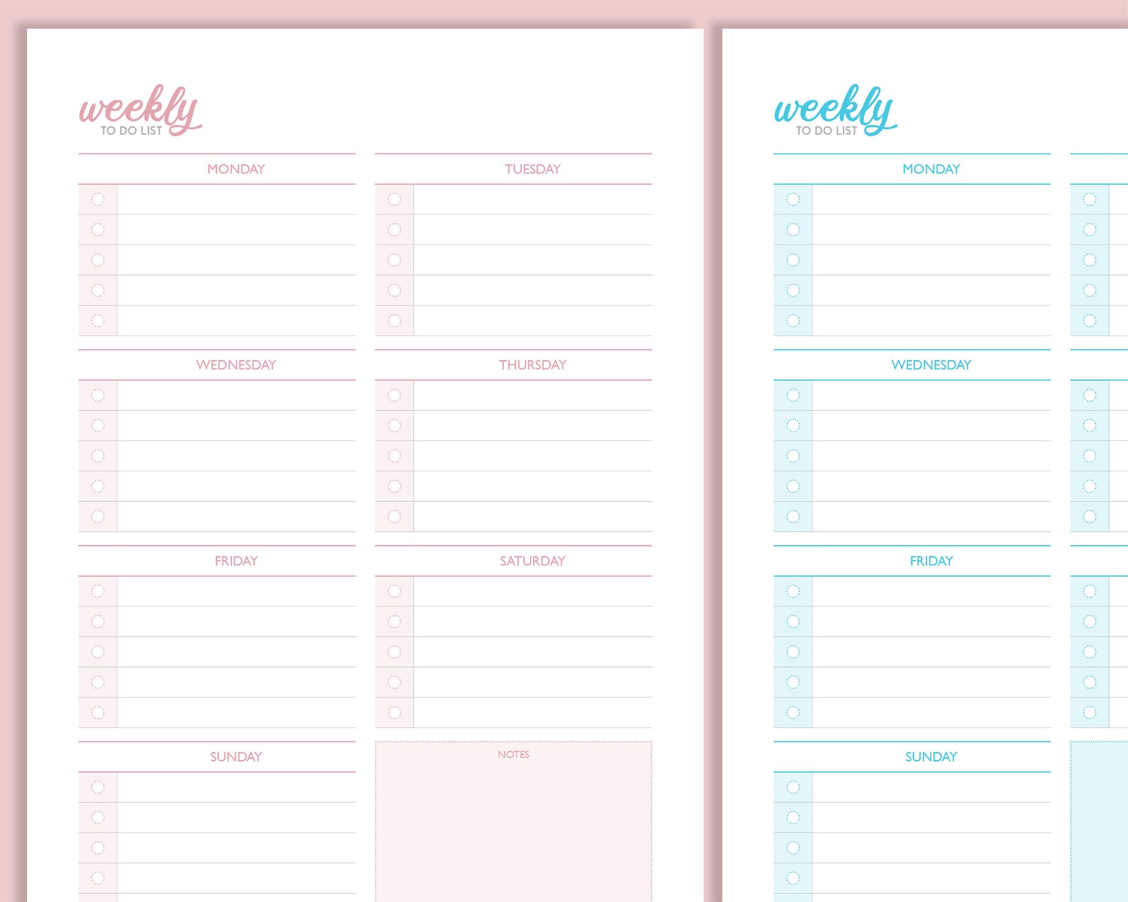 Weekly to Do List, Weekly Planner Pdf, Weekly Checklist, Daily ...