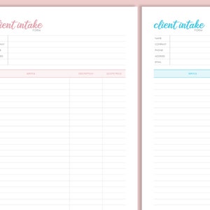 Client In-take Form, PDF Templates, Business Start-up, Fill in Forms ...