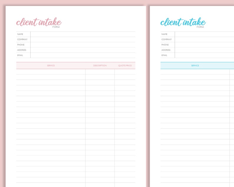 Client In-take Form, PDF Templates, Business Start-up, Fill in Forms ...