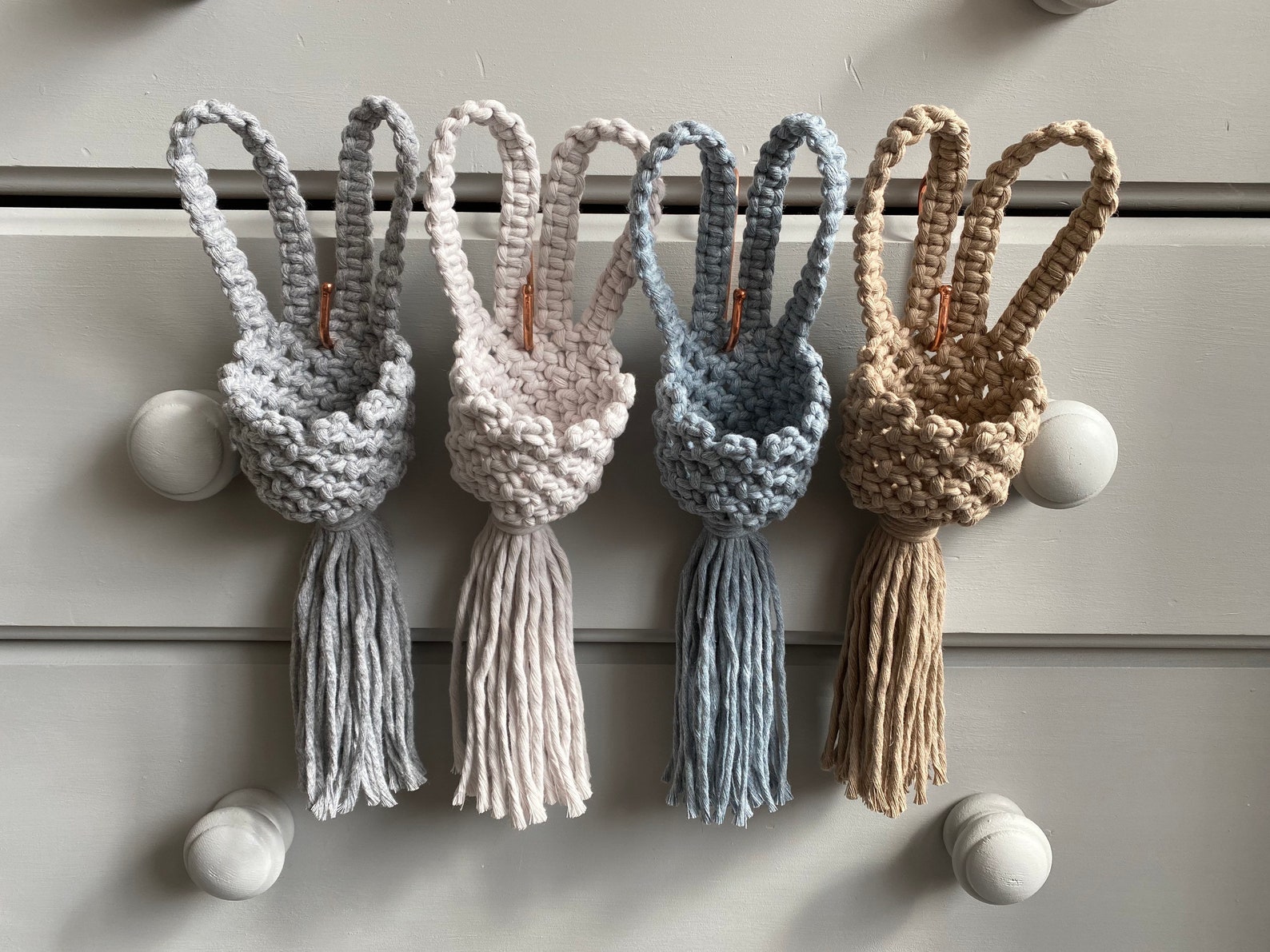 Mini Macrame Bunny Basket Macrame Easter Basket Easter - Etsy UK