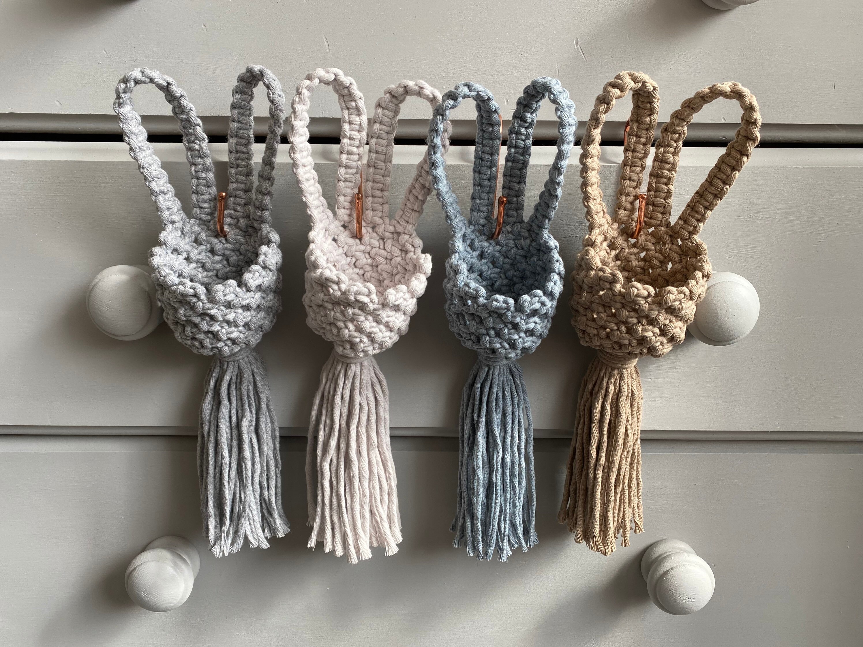 Mini Macrame Bunny Basket Macrame Easter Basket Easter | Etsy UK