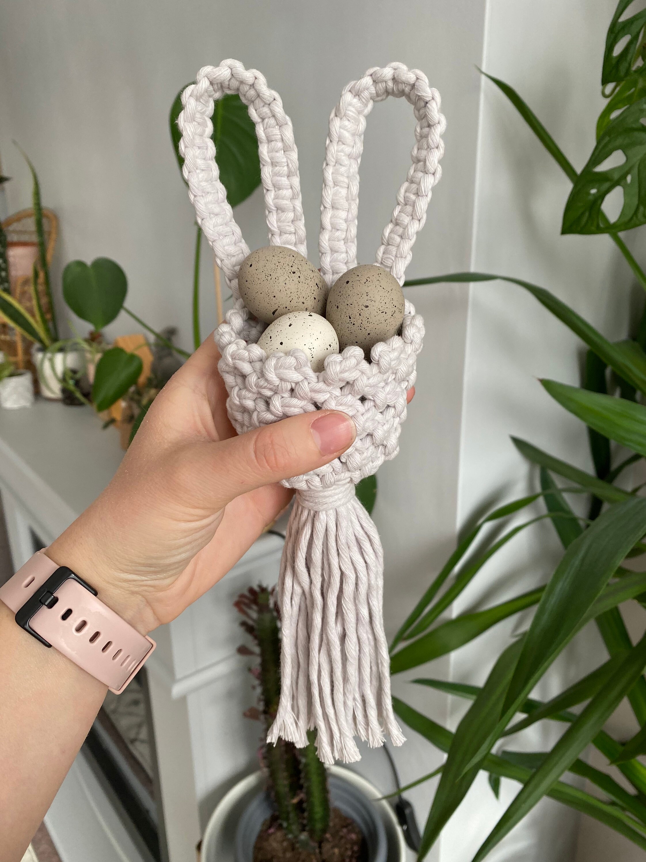 Mini Macrame Bunny Basket Macrame Easter Basket Easter | Etsy UK