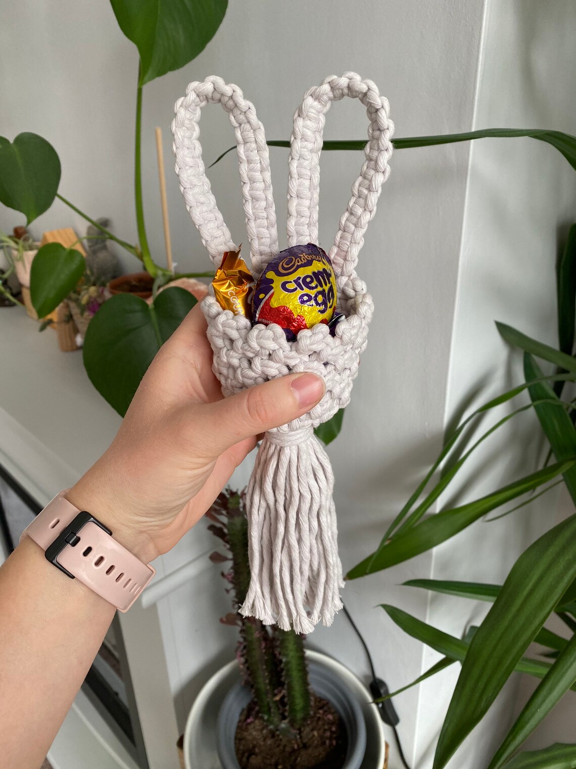 Mini Macrame Bunny Basket Macrame Easter Basket Easter | Etsy UK