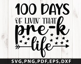 100 Days of Prek Svg | Etsy Israel