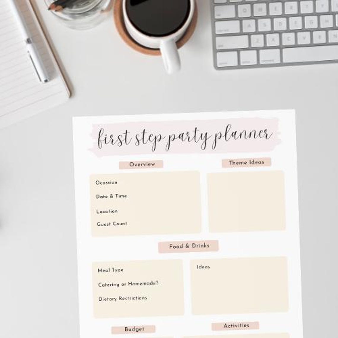 Printable Party Planning Worksheet | Event Idea Sheet & Theme Planner ...