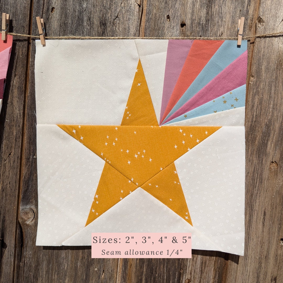 Shooting Star Quilt Block, 2, 3, 4 and 5 Inch, Foundation Paper Piecing ...