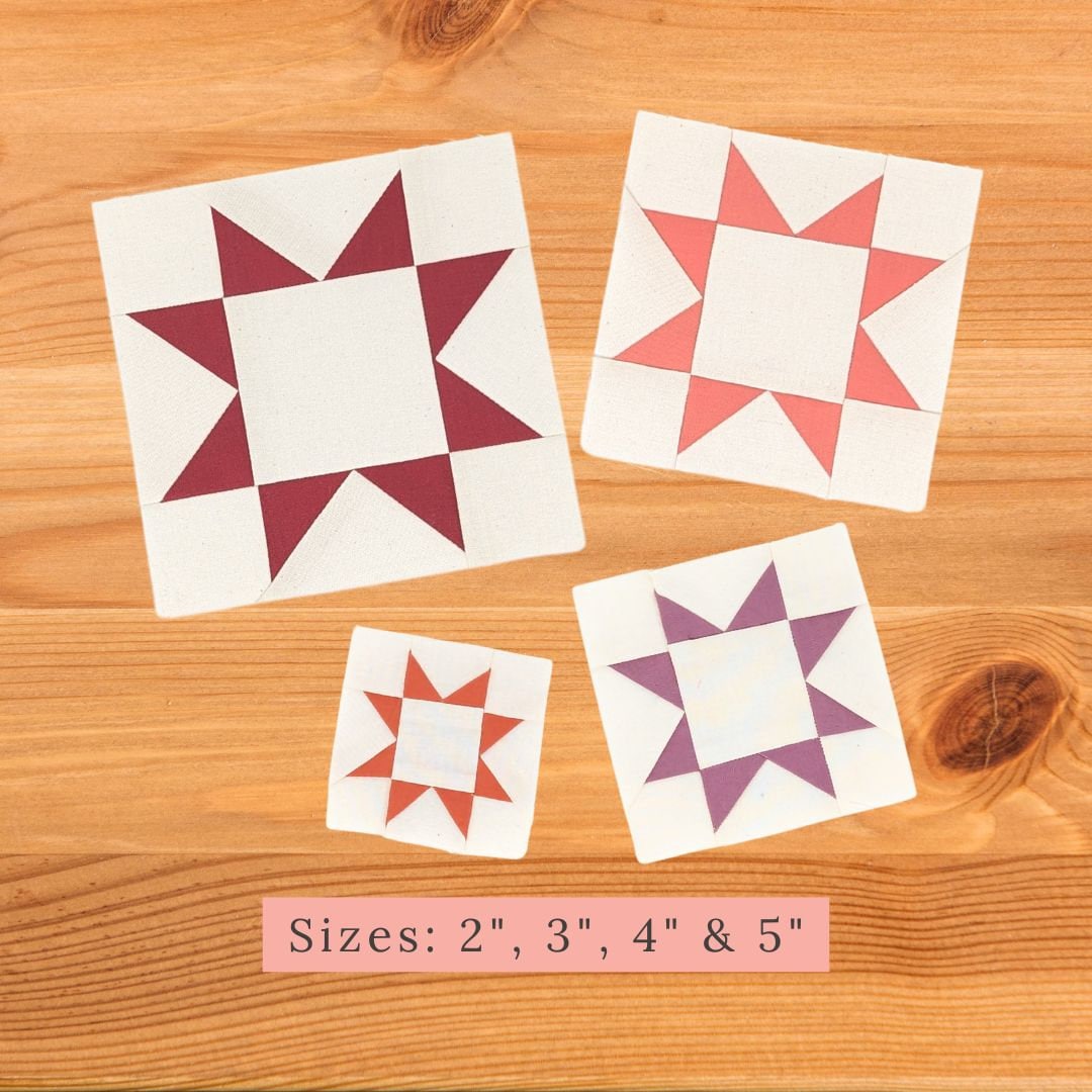 Sawtooth Star Quilt Block, 2 Inch, 3 Inch, 4 Inch, 5 Inch, Foundation ...