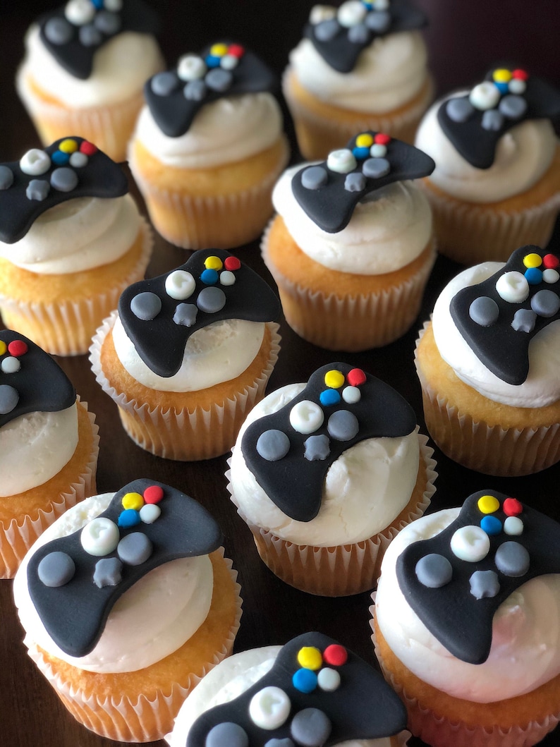Game Controller black Inspired Fondant Cupcake Toppers - Etsy