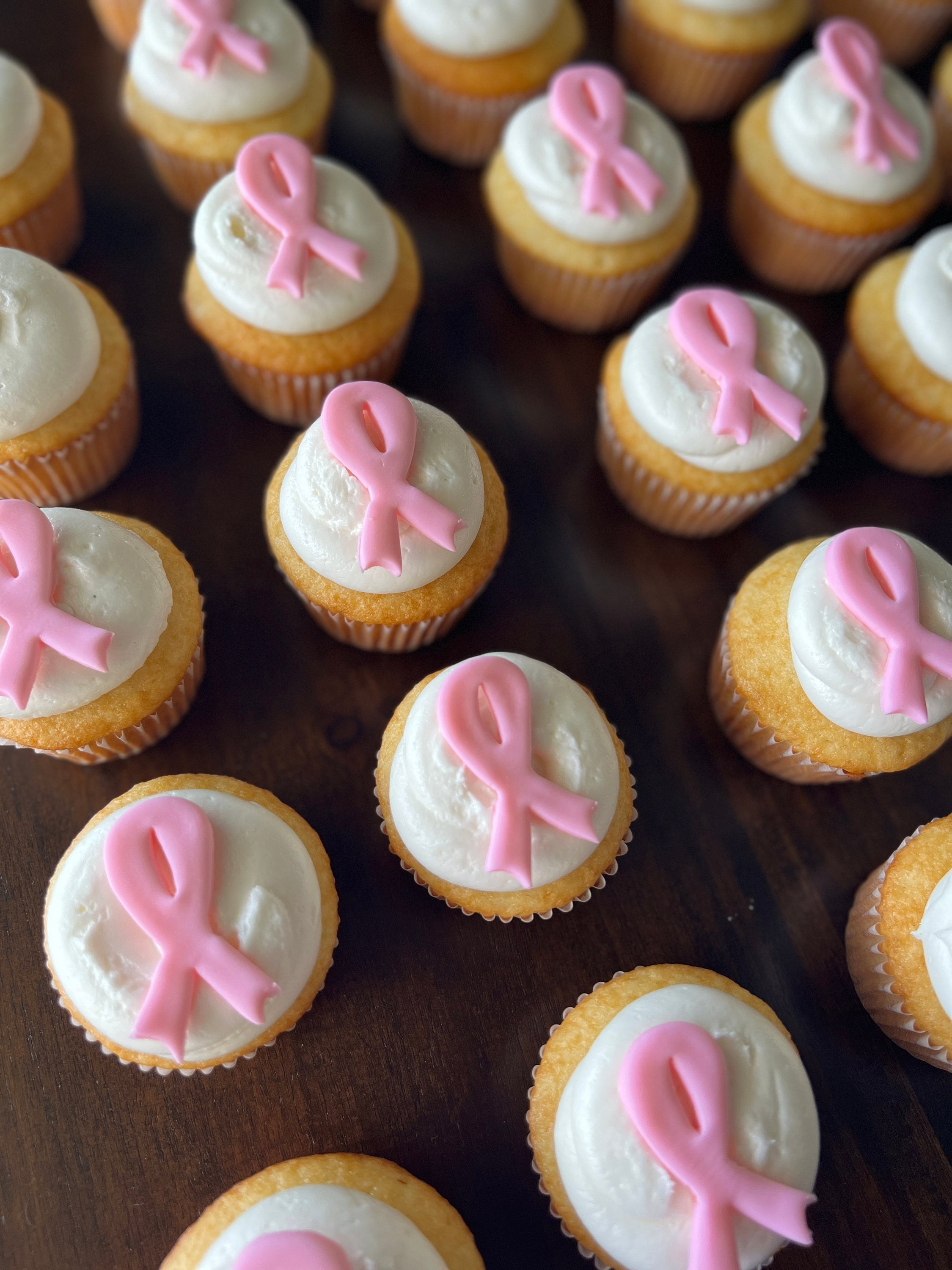 Cancer Ribbon Shaped Cupcake Cake