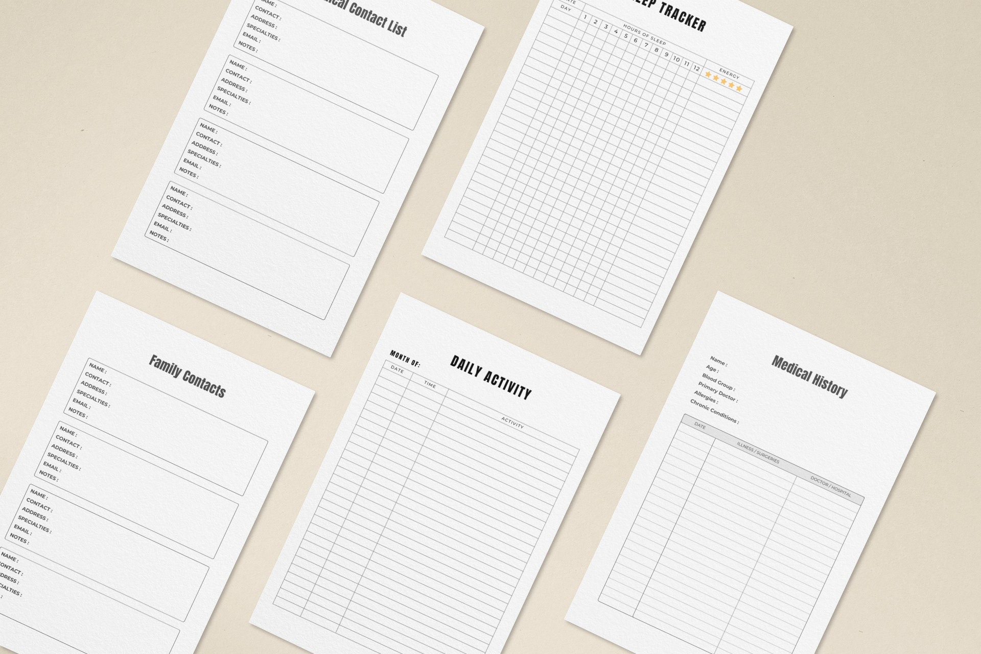 Medical Log Printable Instant Download, Medical Tracker, 15 Pages - Etsy