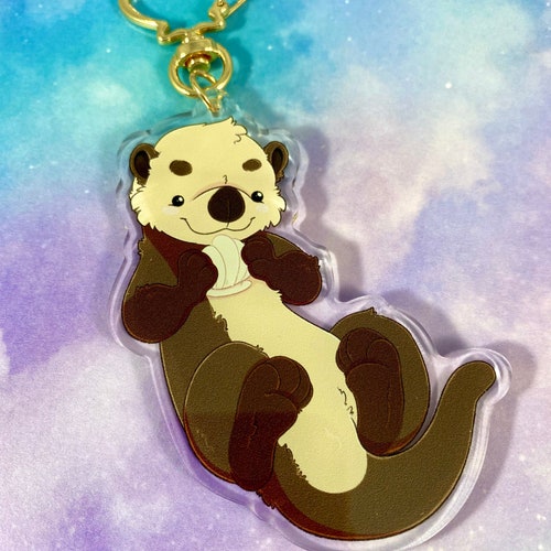 Mint Sea Otter Keychain Gold Key Fob - Etsy