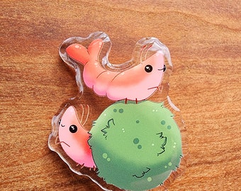 Marimo Moss Ball Shrimp Hard Enamel Spinner Pin - Etsy