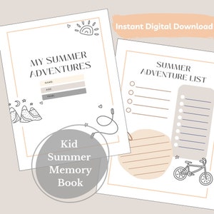 Kid's Summer Memory Book | Summer Adventure Book for Kids | Summer Kid ...