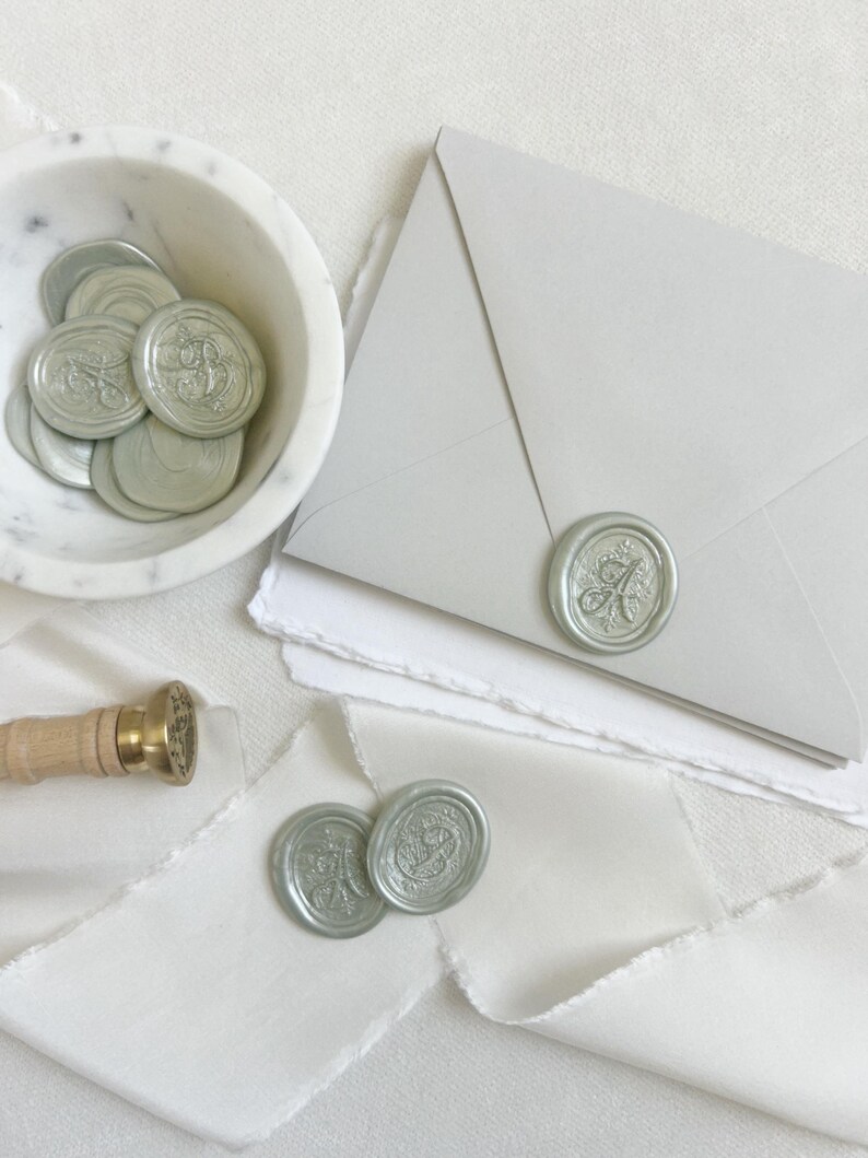 Initial Wedding Wax Seal Stickers: Self-adhesive Lace Monogram - Etsy