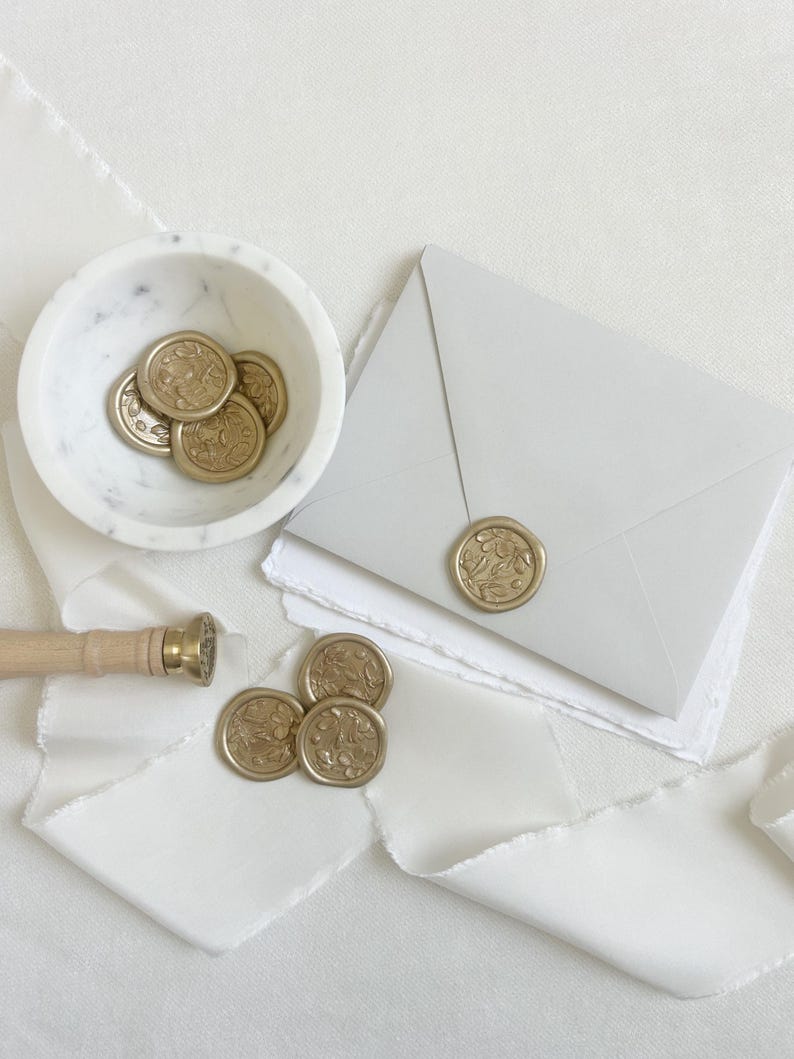 Handmade Magnolia Wax Seal Stickers: Self-adhesive Wedding Invitation ...