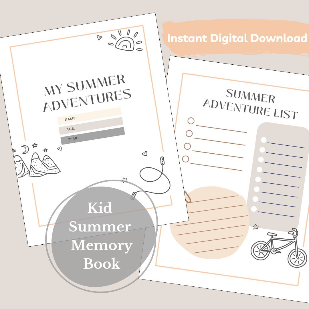 Kid's Summer Memory Book | Summer Adventure Book for Kids | Summer Kid ...