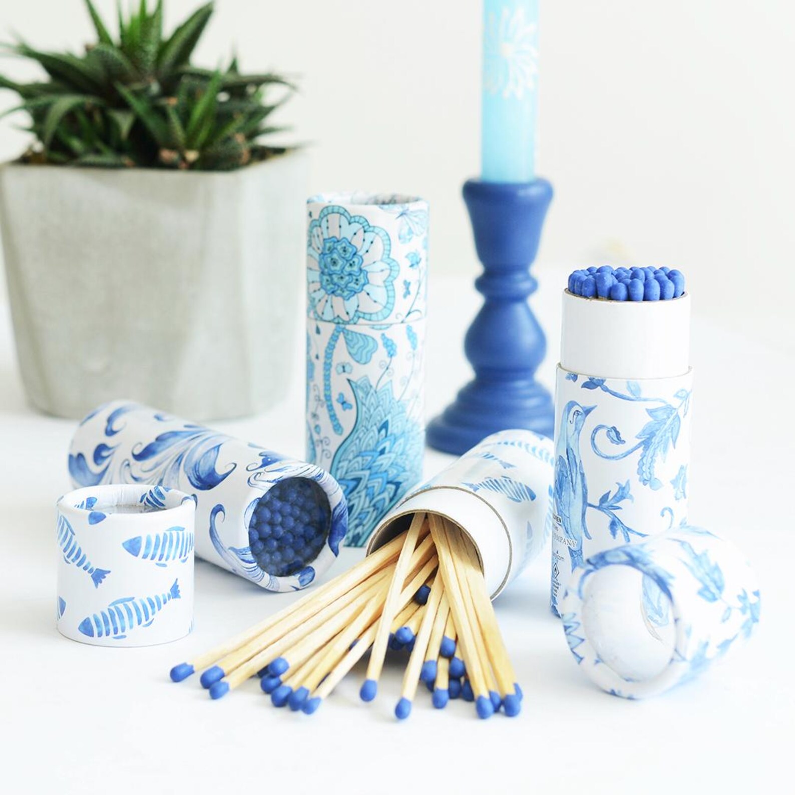 Cylinder Matches - Blue Ferns - Etsy
