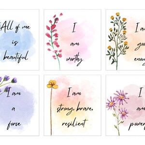 Printable Affirmation Cards for Self Love, Self Care, Floral, Spring - Etsy