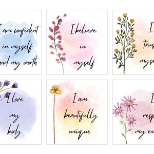 Printable Affirmation Cards for Self Love, Self Care, Floral, Spring - Etsy