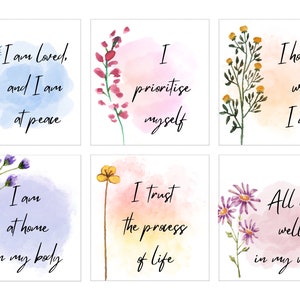 Printable Affirmation Cards for Self Love, Self Care, Floral, Spring - Etsy